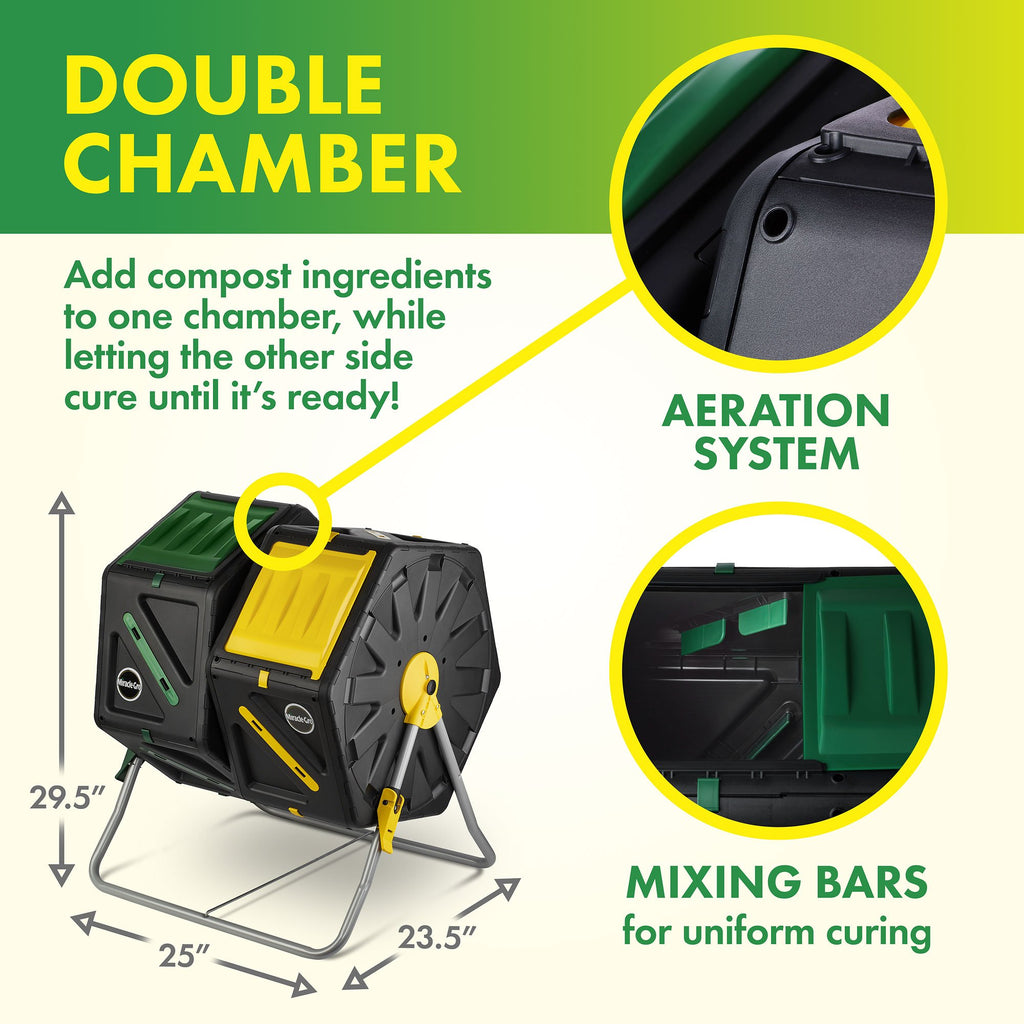 Miracle-Gro Dual Chamber Compost Tumbler – Outdoor Compost Bin, 2 Slid ...