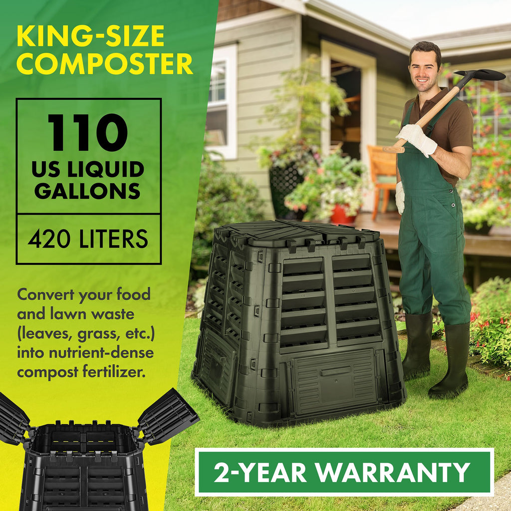 Garden Composter Bin Made from Recycled Plastic – 110 Gallons (420Lite ...